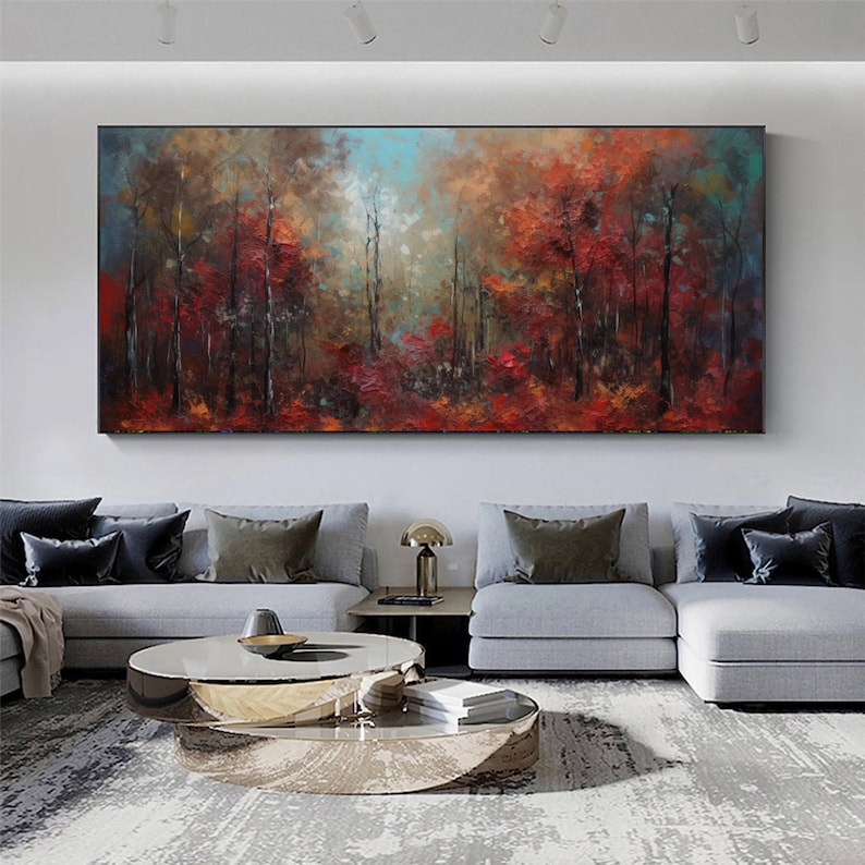 Abstract Colorful Forest Oil Painting on Canvas Original Autumn ...