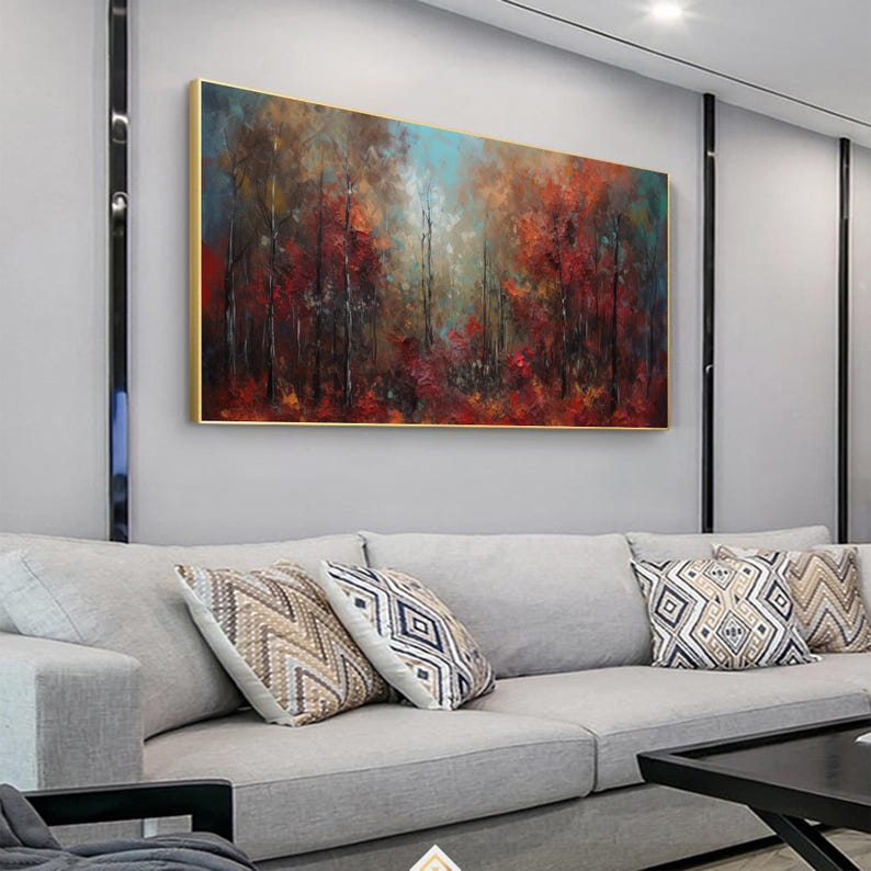 Abstract Colorful Forest Oil Painting on Canvas Original Autumn ...
