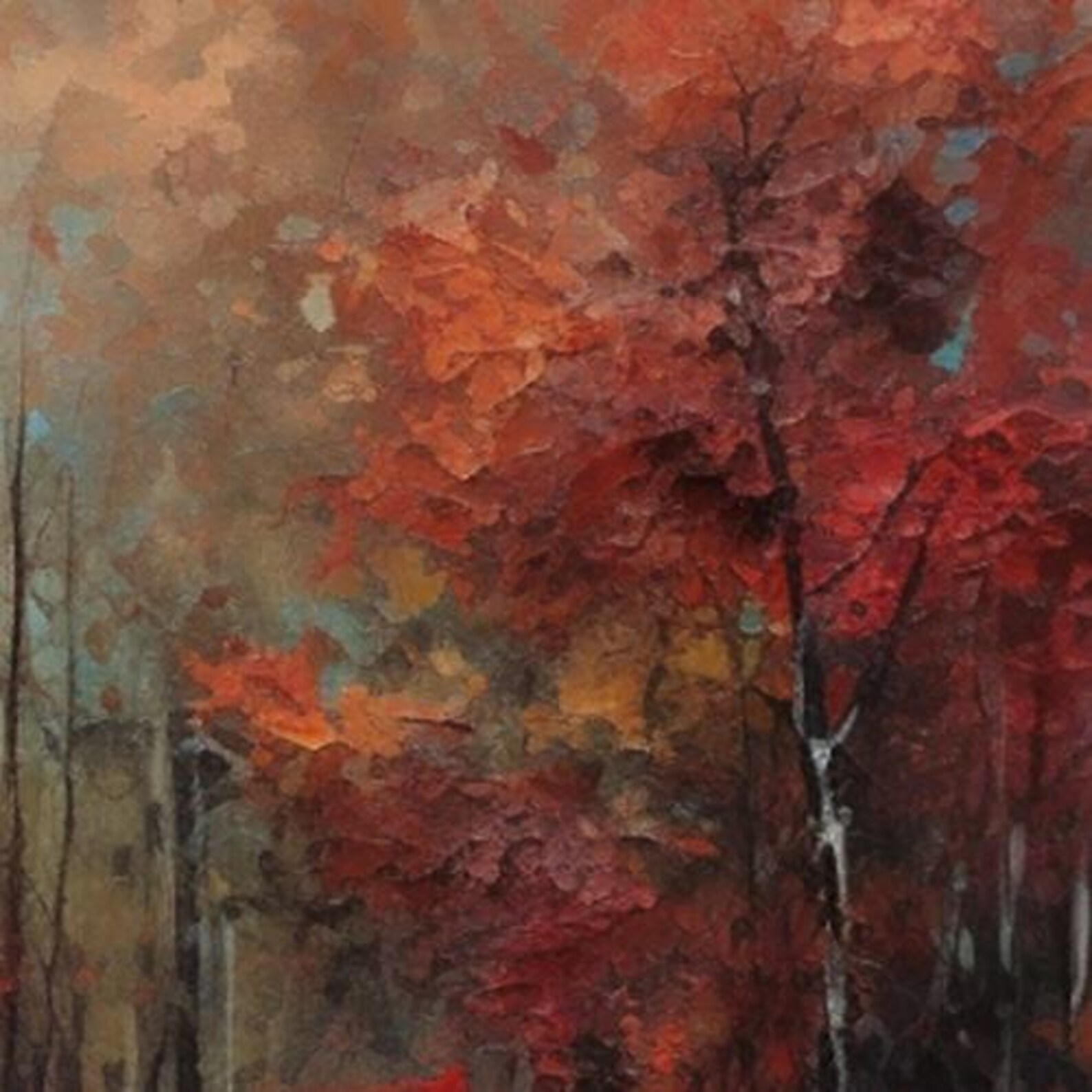 Abstract Colorful Forest Oil Painting on Canvas Original Autumn ...