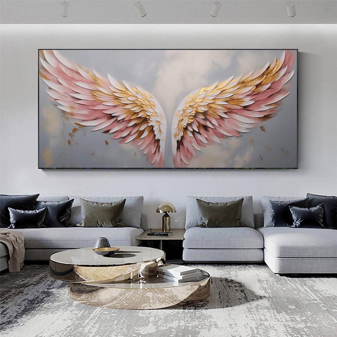 Hand-painted Abstract Angel Wings Oil Painting Original Colorful Wing ...