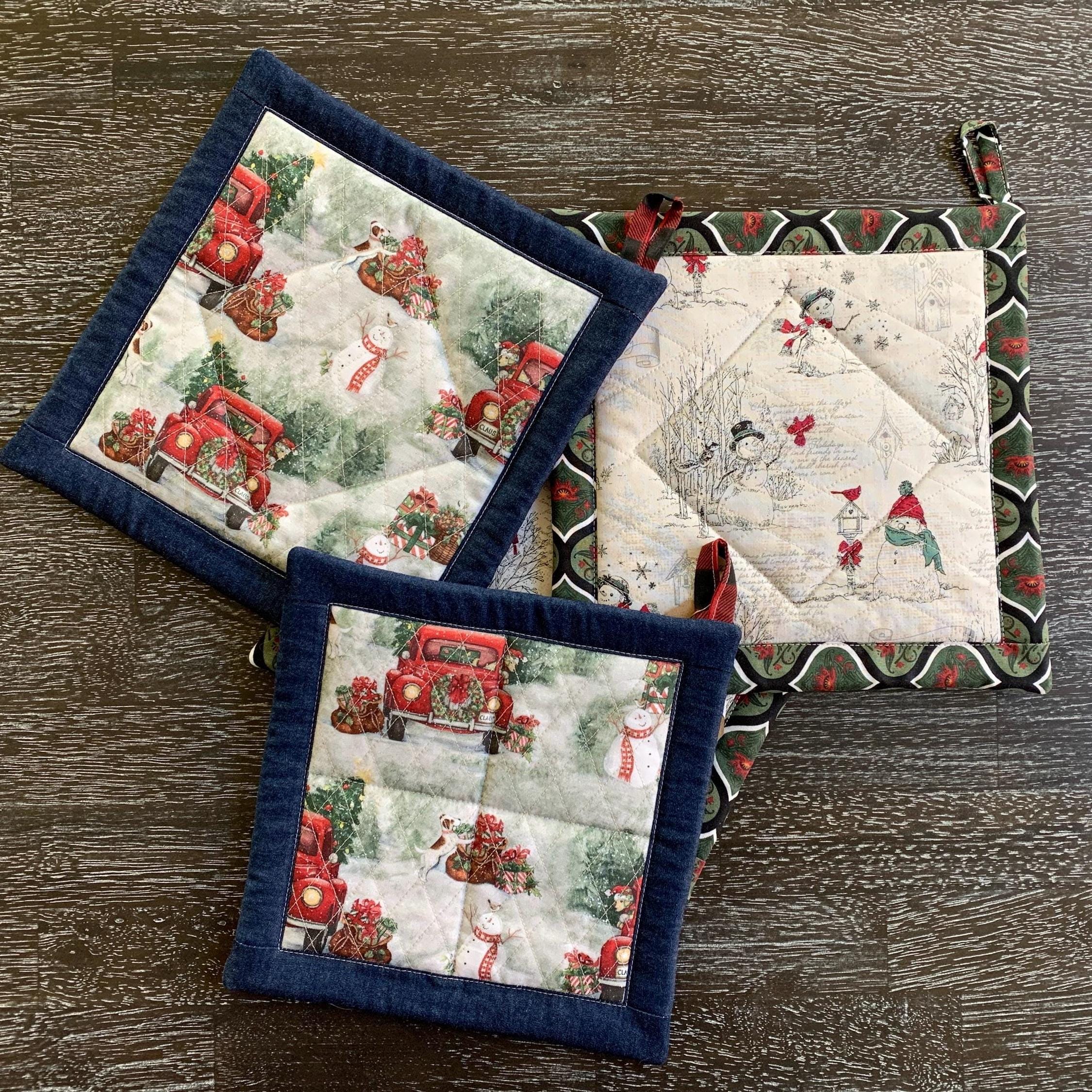 Snowman Holiday Trivets - 100% Cotton Quilted - Holiday Kitchen Decor ...