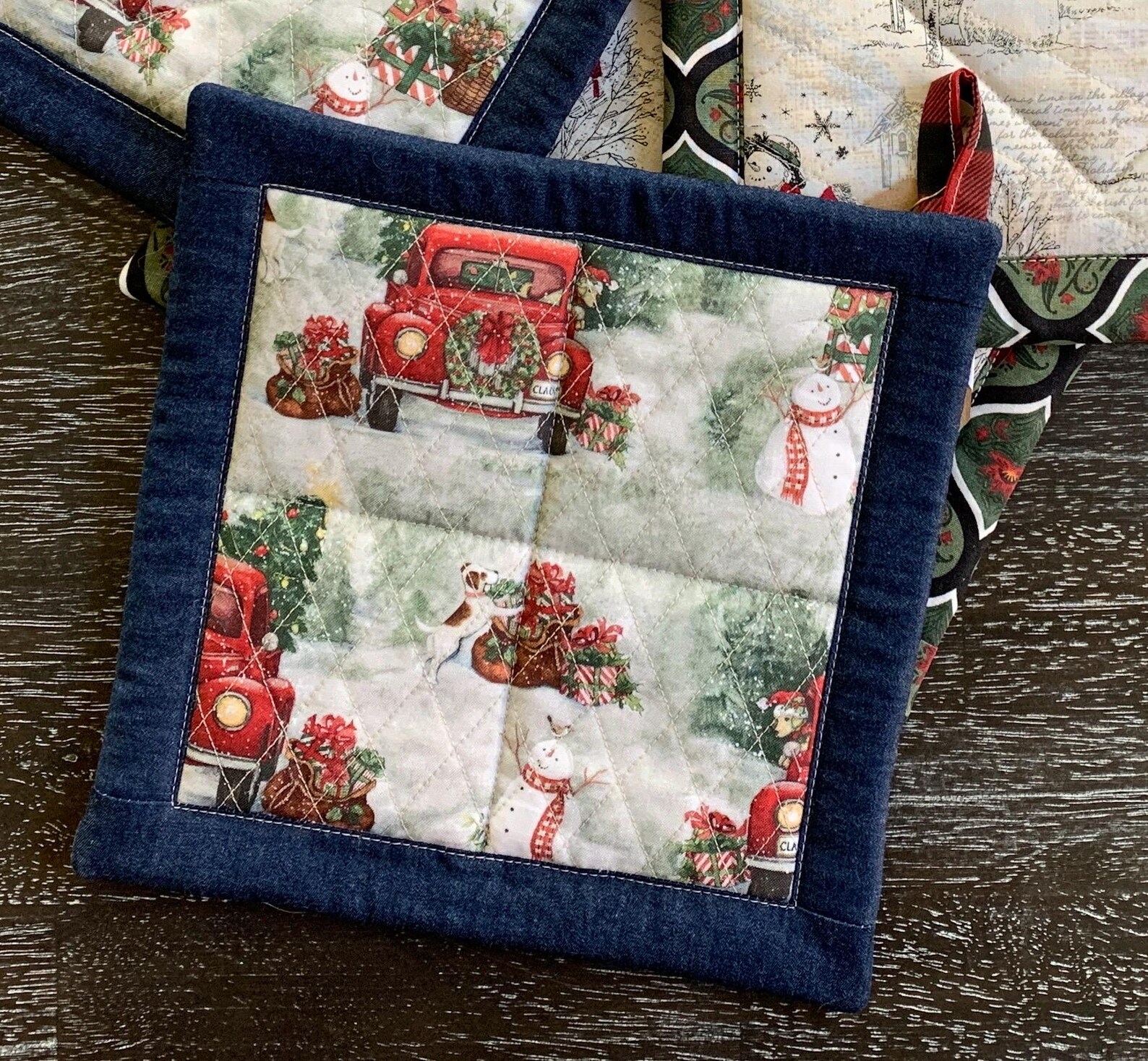 Snowman Holiday Trivets - 100% Cotton Quilted - Holiday Kitchen Decor ...