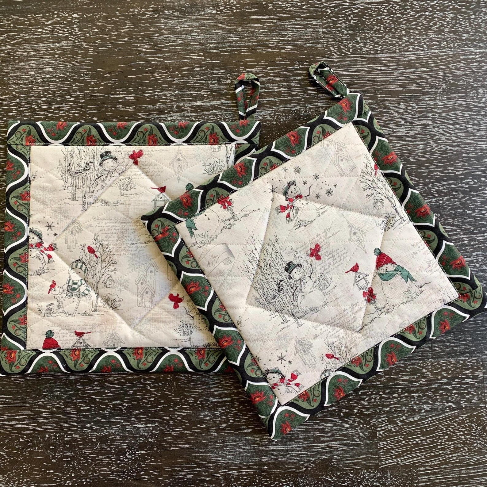 Snowman Holiday Trivets - 100% Cotton Quilted - Holiday Kitchen Decor ...