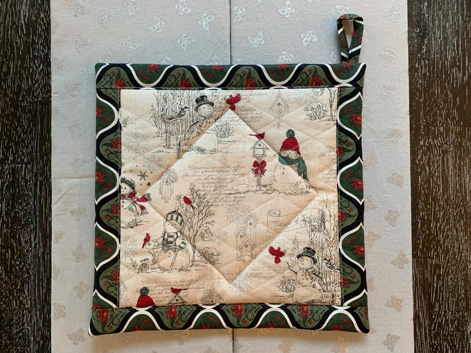Snowman Holiday Trivets - 100% Cotton Quilted - Holiday Kitchen Decor ...