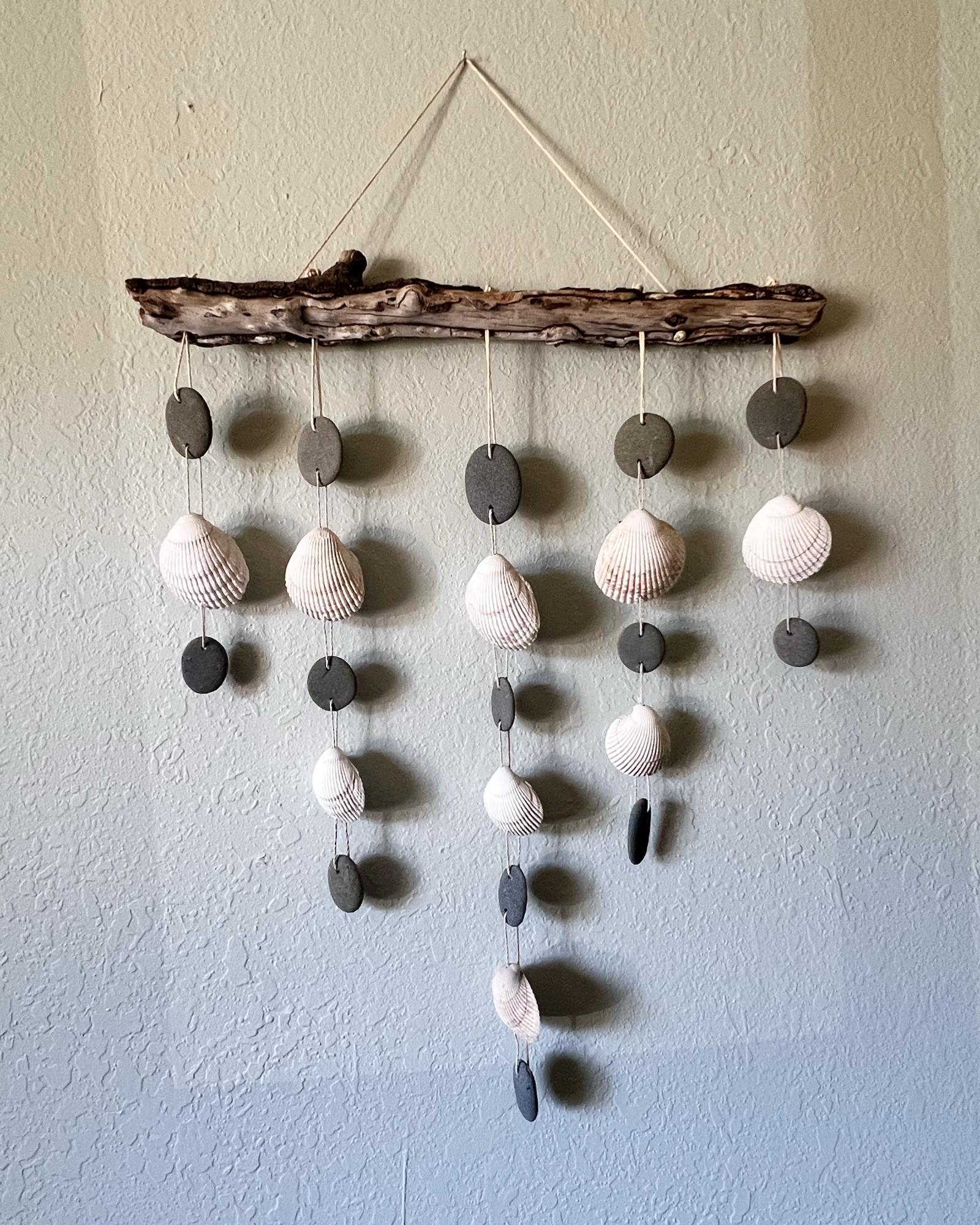 Driftwood, Stone, and Shell Natural Handmade Wall Hanging for Rustic ...