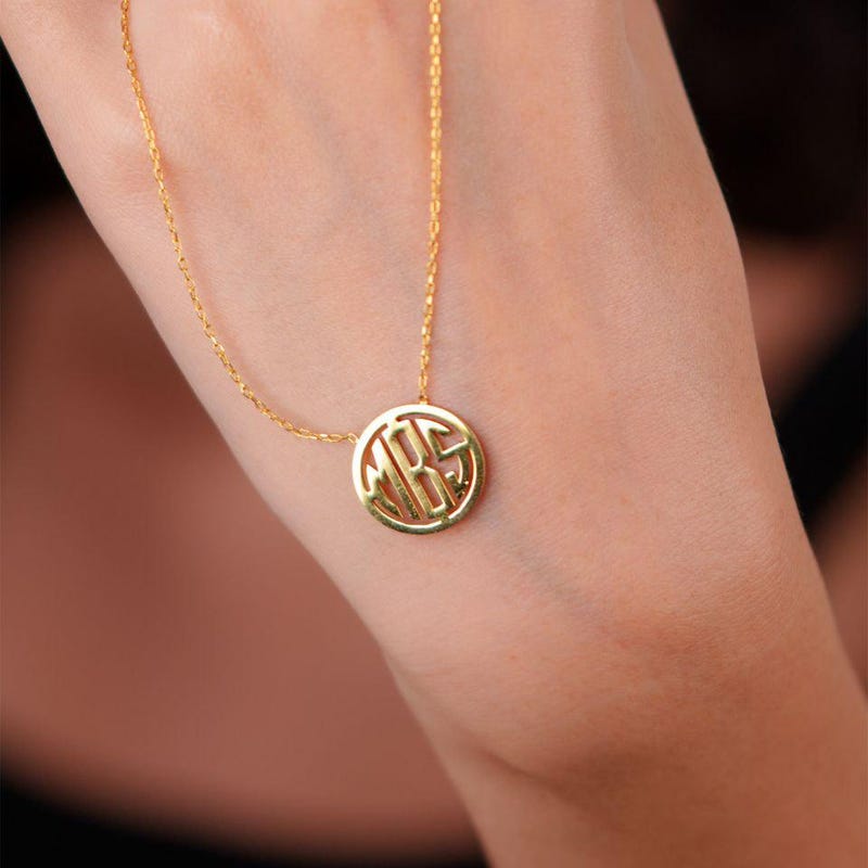 Gold Monogram Necklace - Etsy