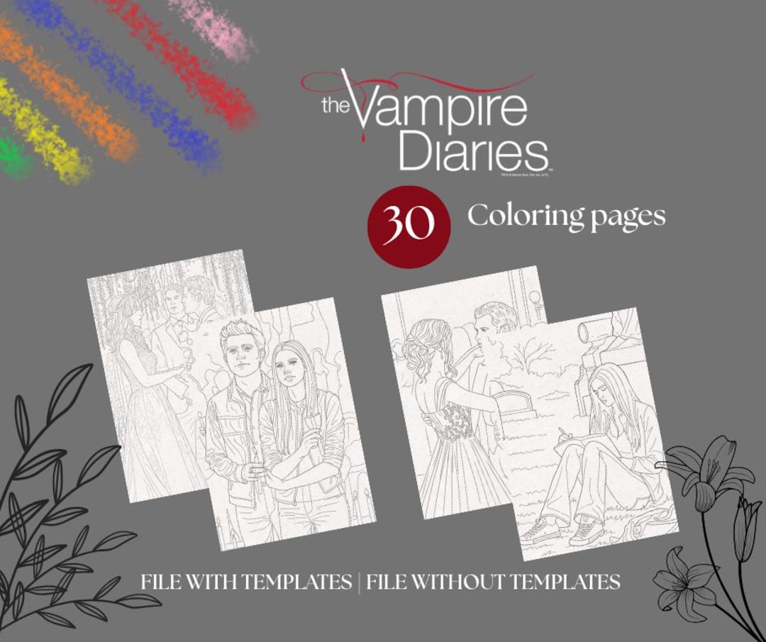 The Vampire Diaries Coloring Pages: 30 TVD Printable Sheets (digital ...