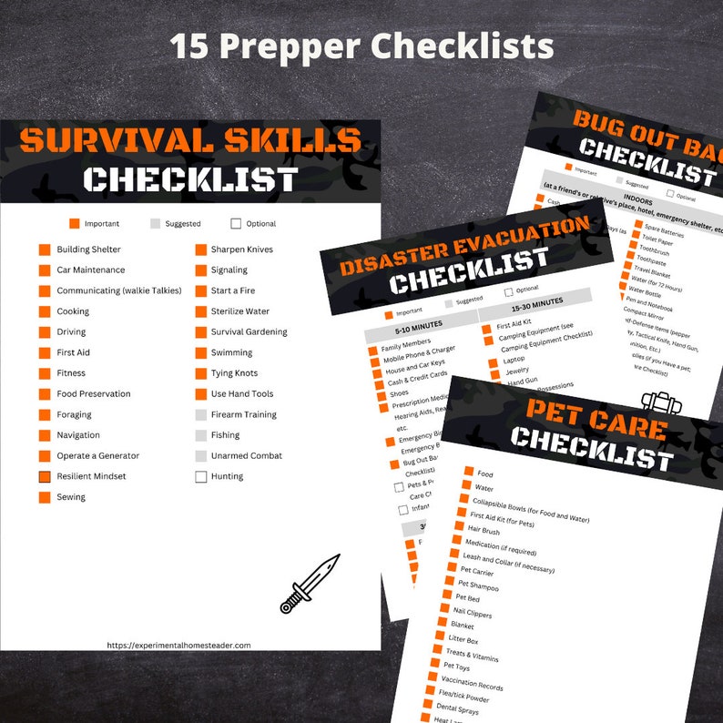 15 Downloadable Printable PDF Prepper Checklists - Etsy