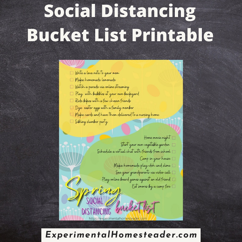 Social Distancing Bucket List Printable - Etsy