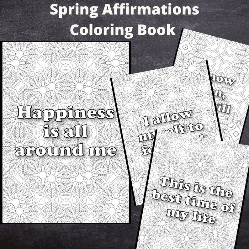 Spring Affirmations Printable Coloring Pages - Etsy