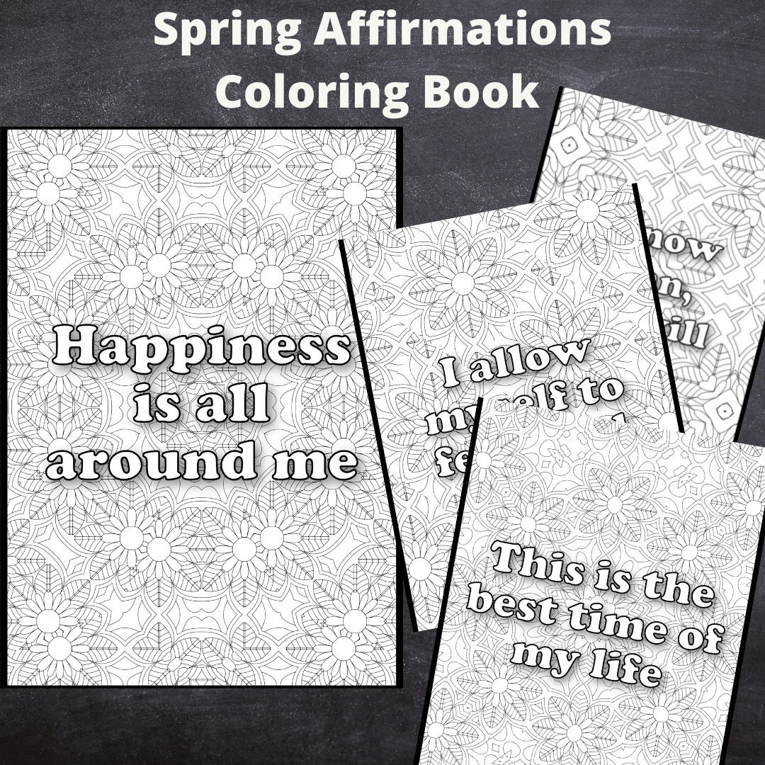 Spring Affirmations Printable Coloring Pages - Etsy