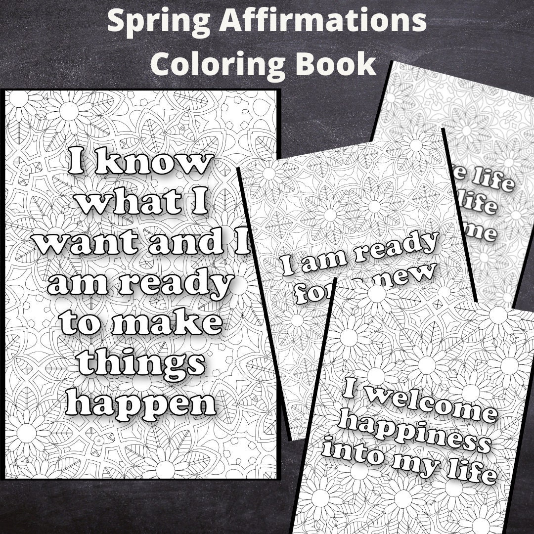 Spring Affirmations Printable Coloring Pages - Etsy