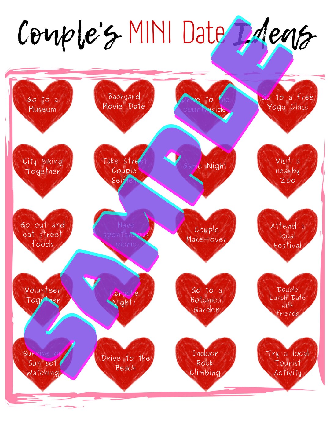 Couples Mini Date Ideas Printable - Etsy
