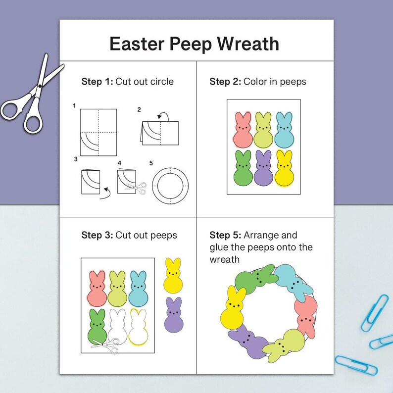 Easter Peeps Wreath Craft Printable | Kids Activity PDF | Spring ...