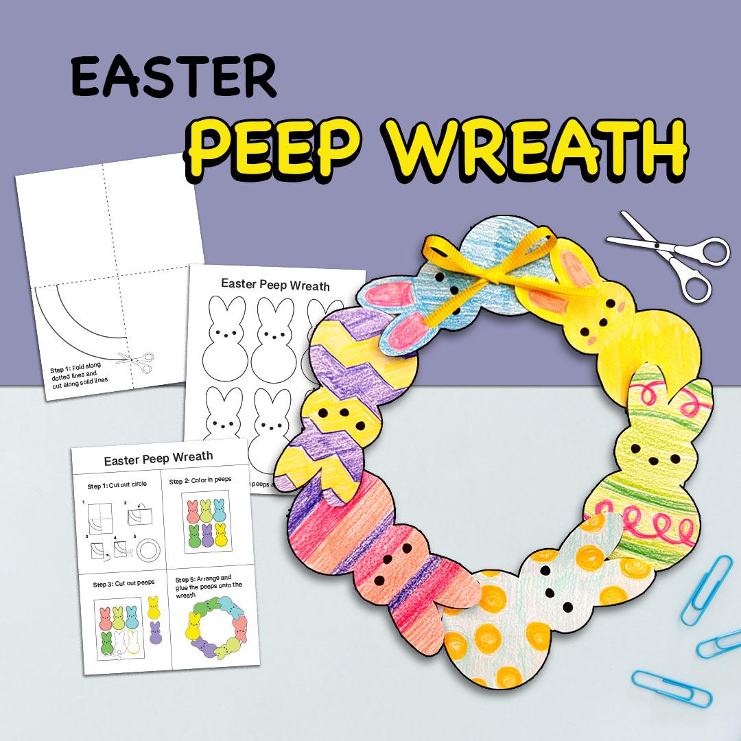 Easter Peeps Wreath Craft Printable | Kids Activity PDF | Spring ...