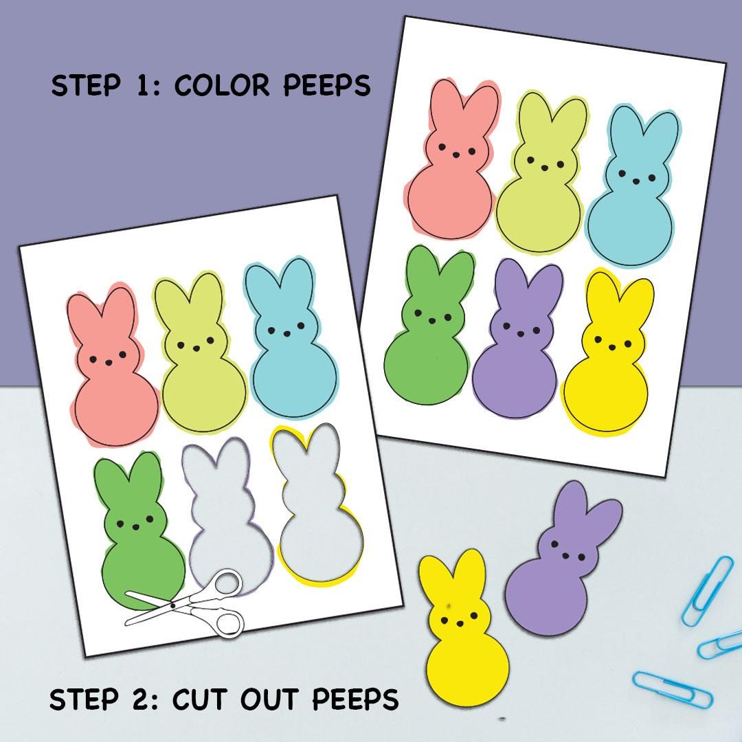 Easter Peeps Coloring Pages | Kids Spring Activity (PDF Download) - Etsy UK