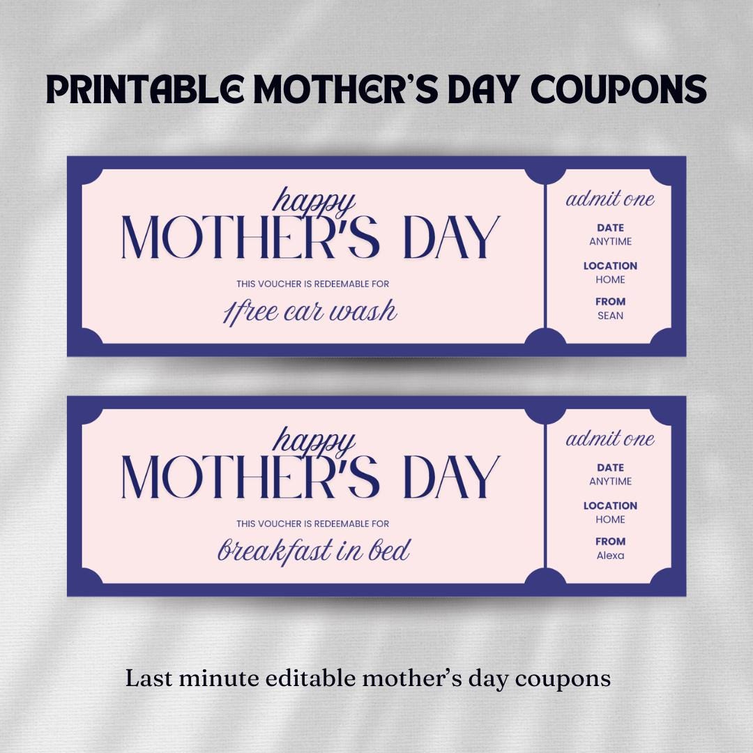 Mother’s Day Coupon Book Template | Editable Canva Coupons | Last ...