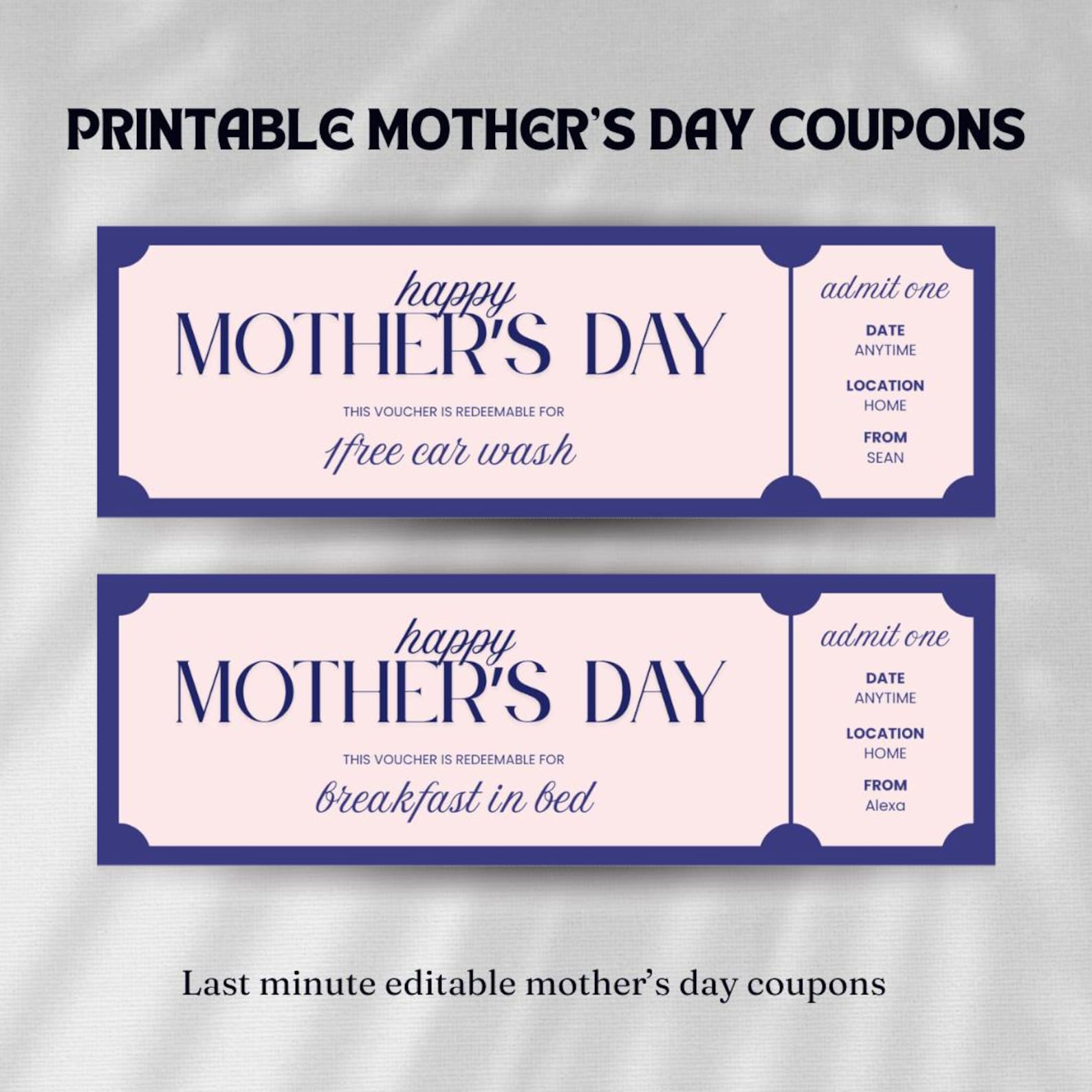 Mother’s Day Coupon Book Template | Editable Canva Coupons | Last ...