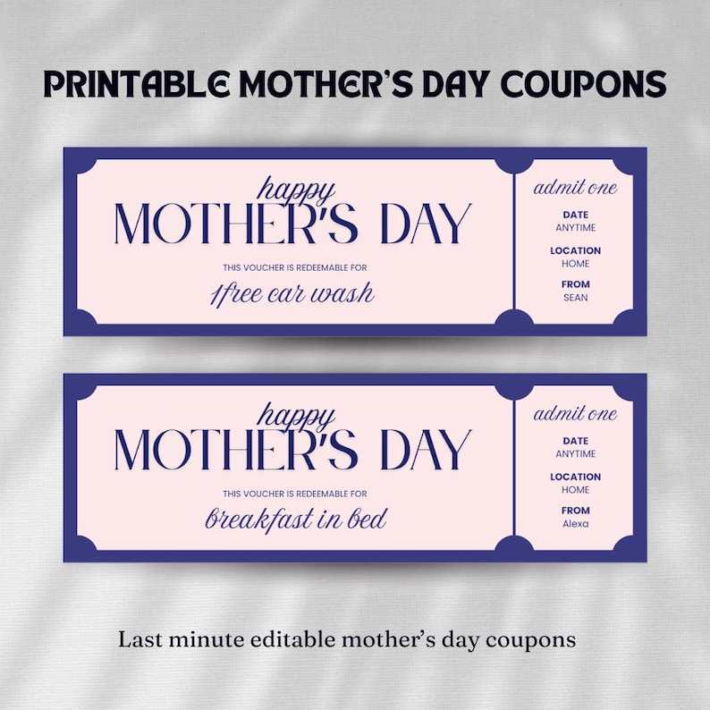 Mother’s Day Coupon Book Template | Editable Canva Coupons | Last ...