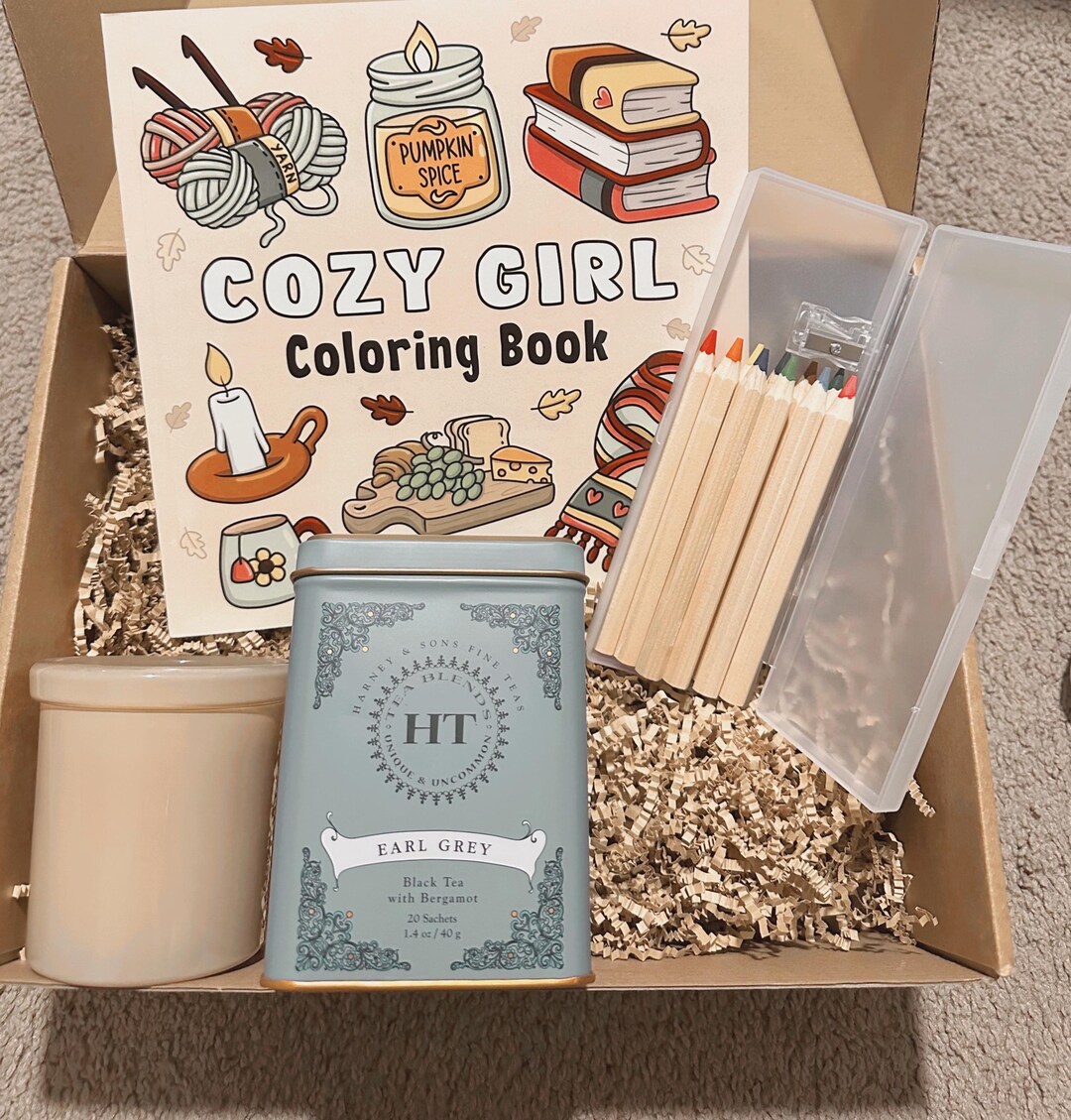 Coloring Book Gift Box Hygge Boho Coloring Book, Coloring Pencils ...