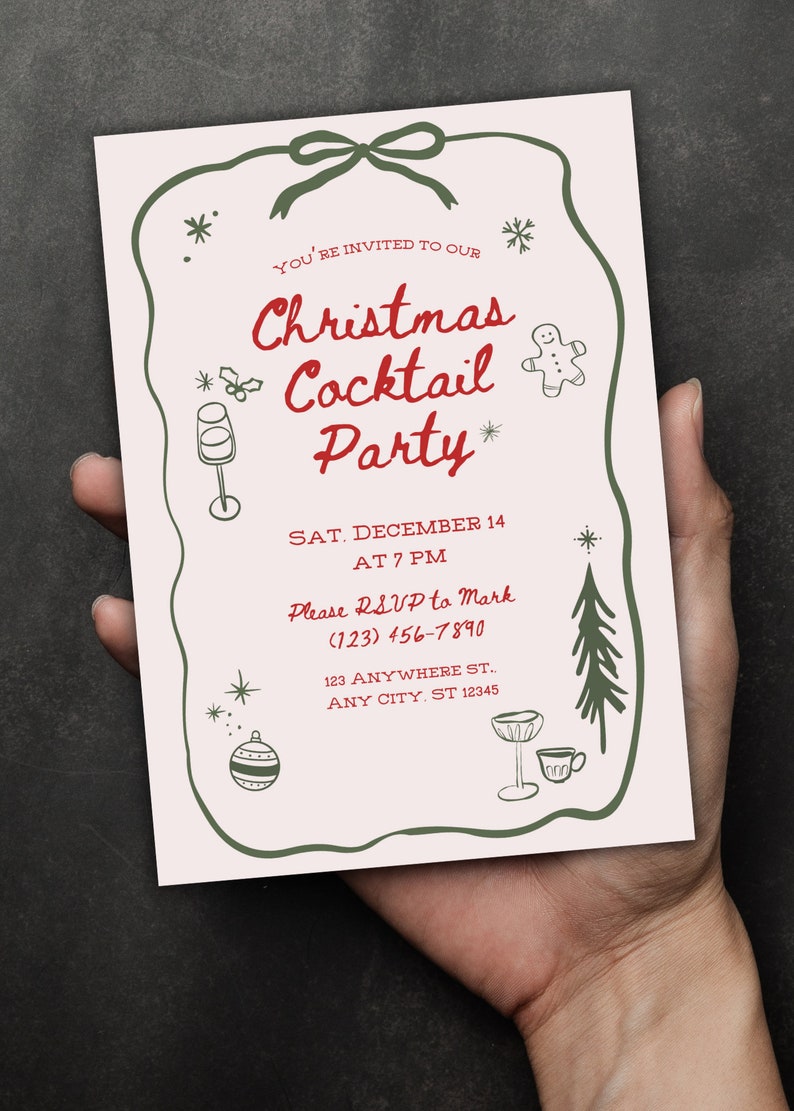 Simple Christmas Cocktail Party Invite - Etsy