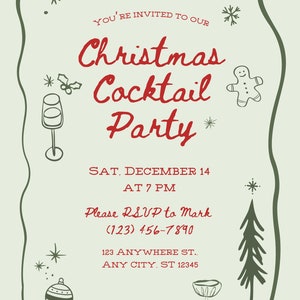 Simple Christmas Cocktail Party Invite - Etsy