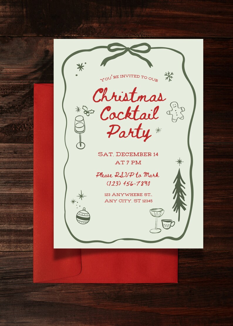 Simple Christmas Cocktail Party Invite - Etsy
