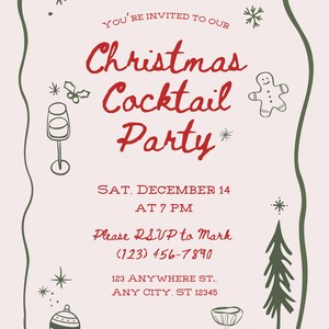 Simple Christmas Cocktail Party Invite - Etsy