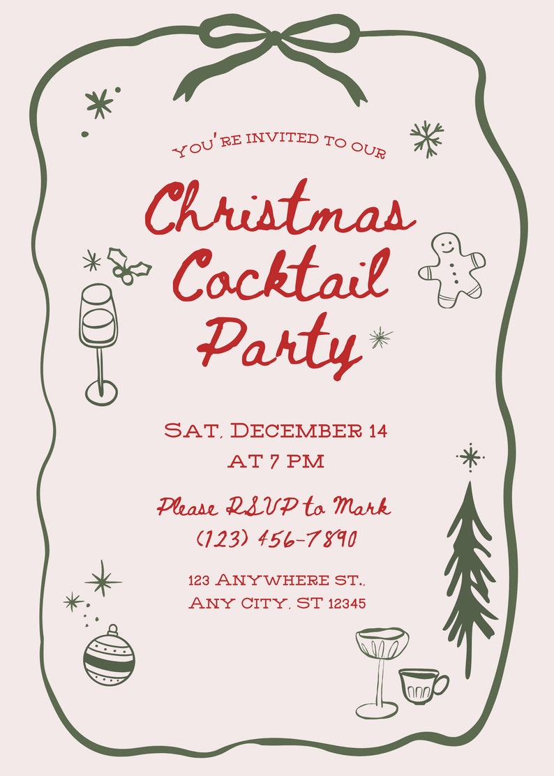 Simple Christmas Cocktail Party Invite - Etsy