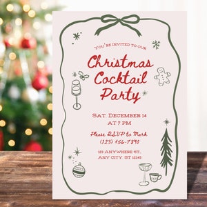 Simple Christmas Cocktail Party Invite - Etsy