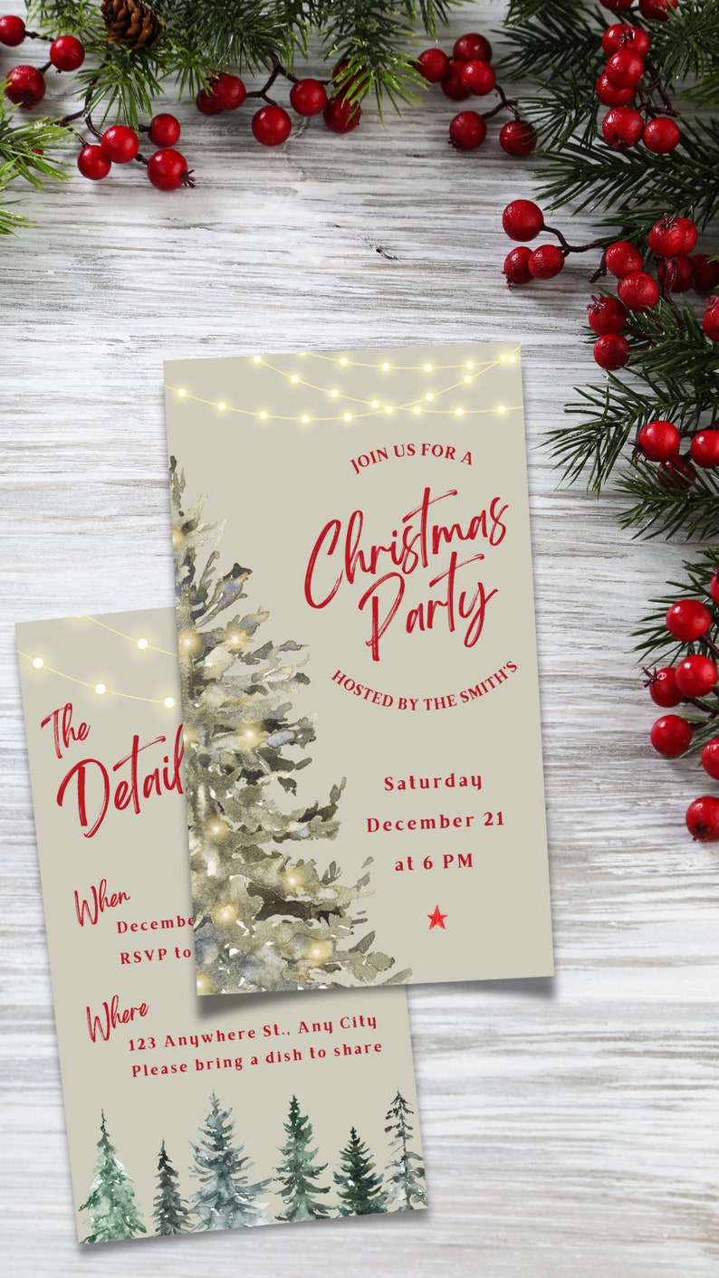 Modern Christmas Party Invitation - Etsy