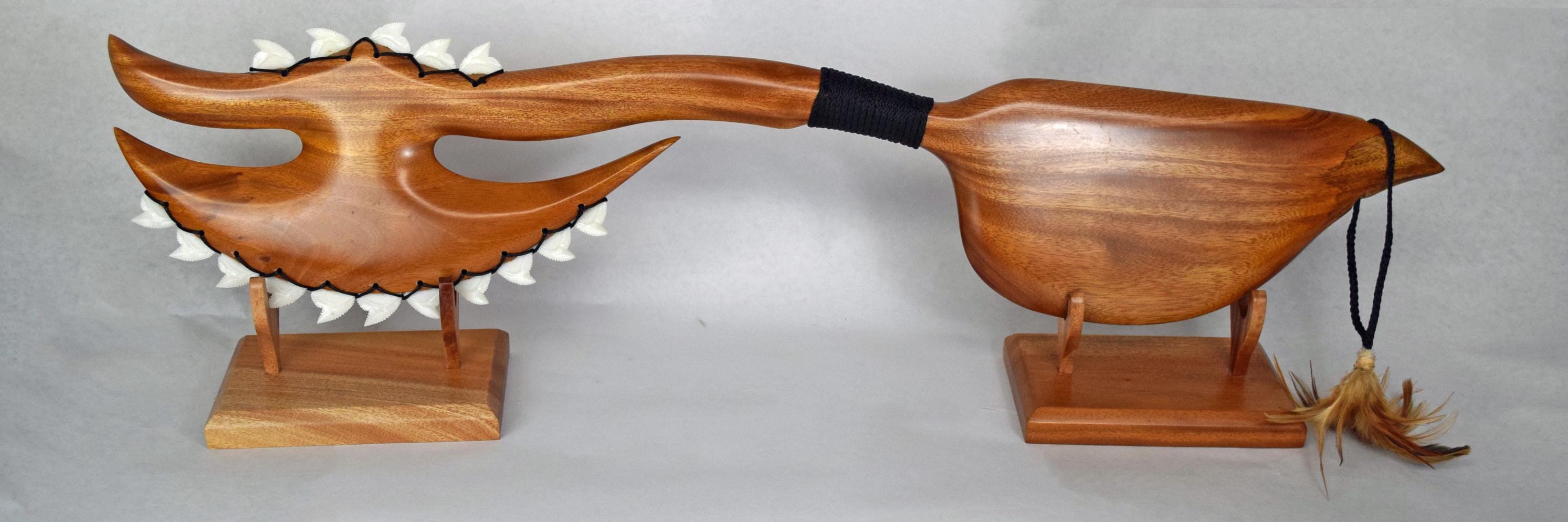 Hawaiian Warrior Battle Axe With (resin)shark Teeth and Tribal Pattern ...