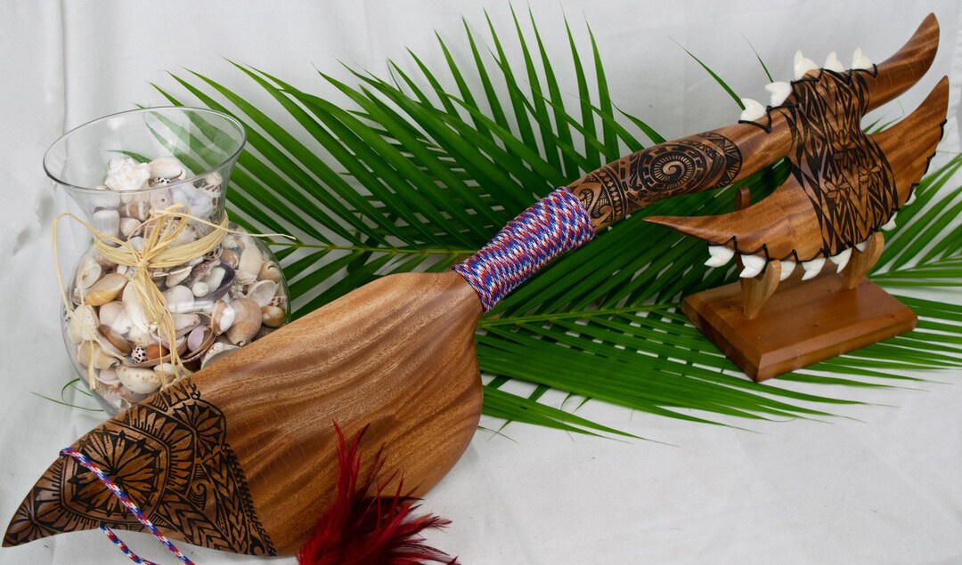 Polynesian Wood Carved Shark Teeth Battle Axe - Etsy