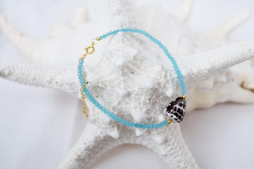Elegant Ocean Blue Crystal Bracelet With Shell - Etsy