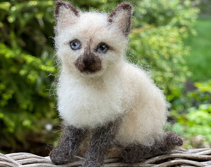 Siamese Kitten Needle Felted Wool Cat - Etsy