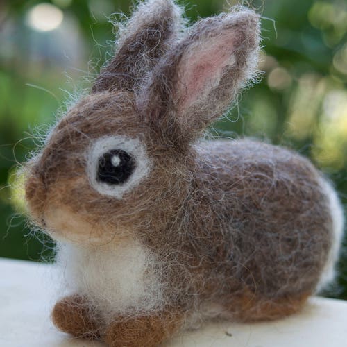 Needle Felted Bunny Cottontail Rabbit Baby Young Woodland - Etsy