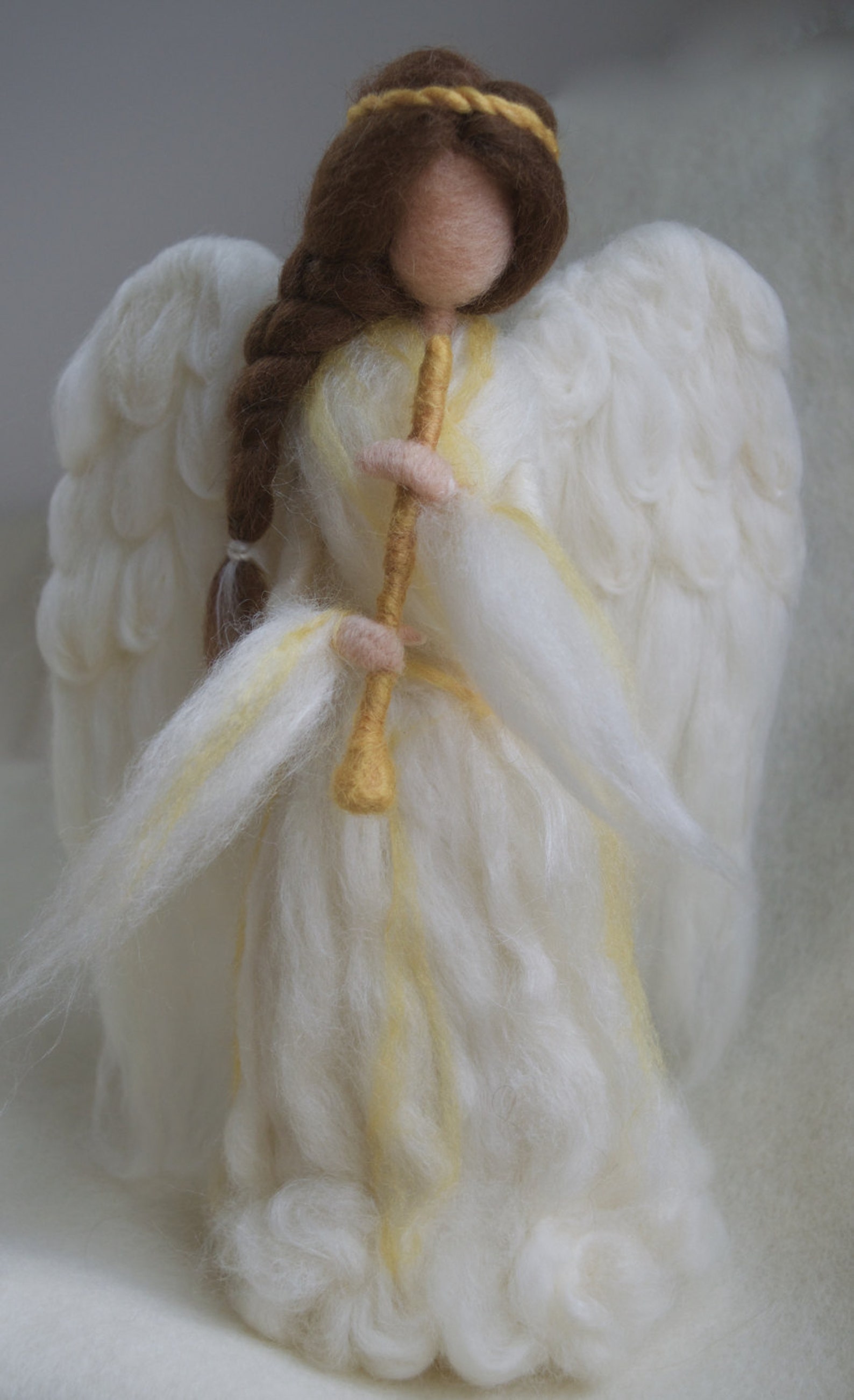 Christmas Needle Felted Angel Tree Topper Waldorf NOTE WAIT - Etsy
