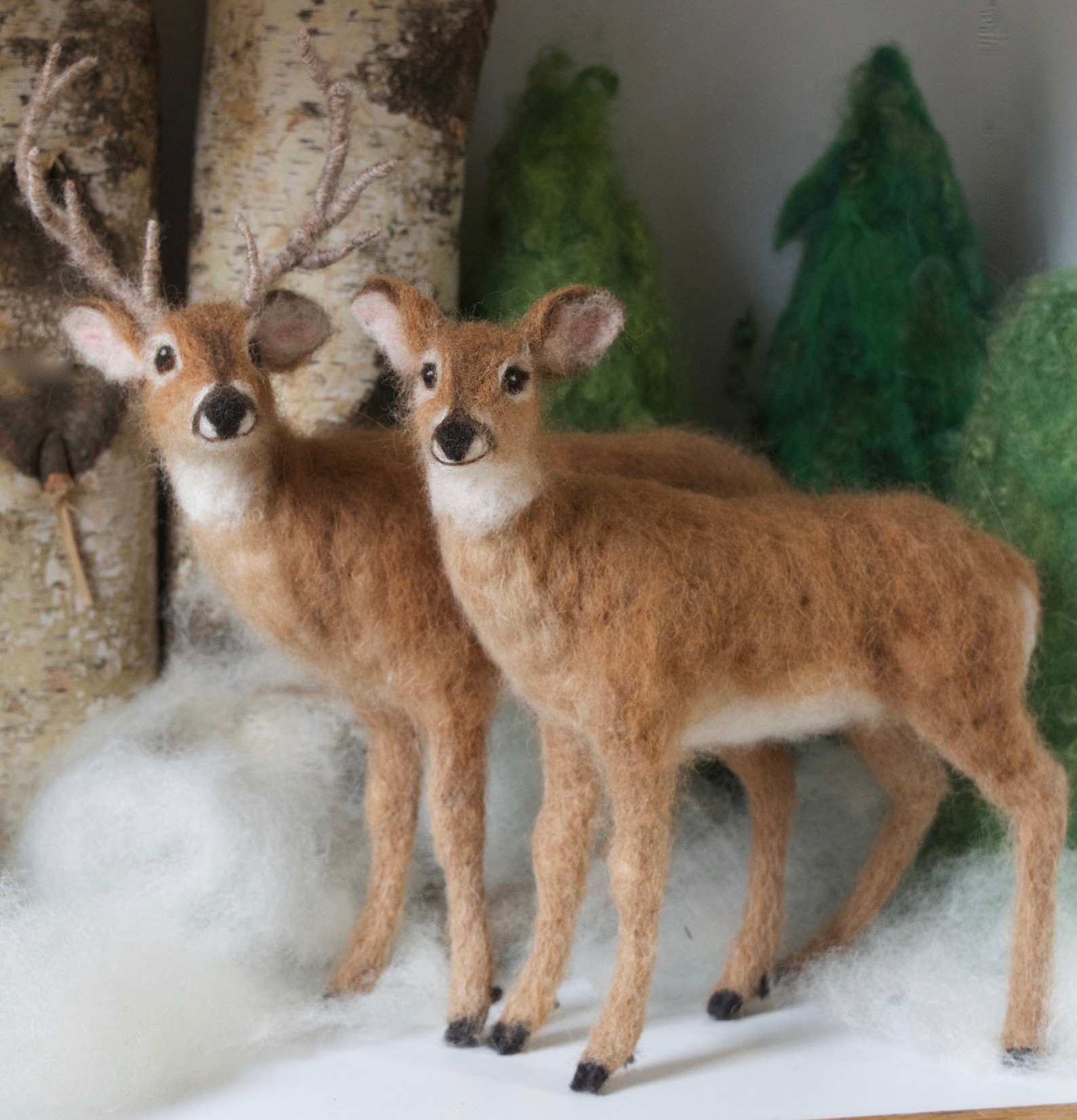 Deer Doe and Buck Needle Felted Pair, White Tailed MADE TO ORDER - Etsy