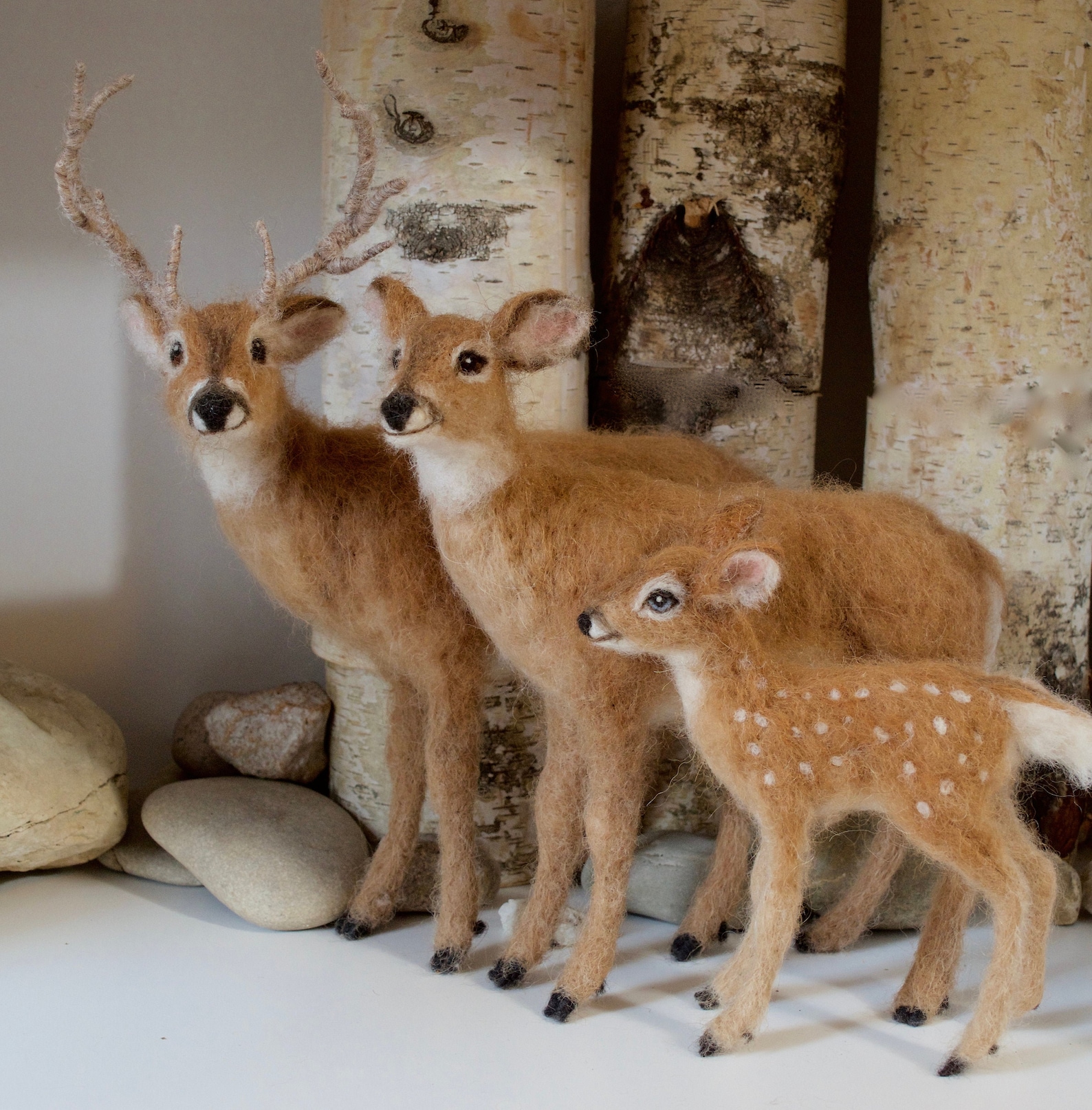 Deer Doe and Buck Needle Felted Pair, White Tailed MADE TO ORDER - Etsy