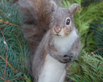 Needle Felted Grey Baby Squirrel MADE TO ORDER Felt Realistic Forest ...