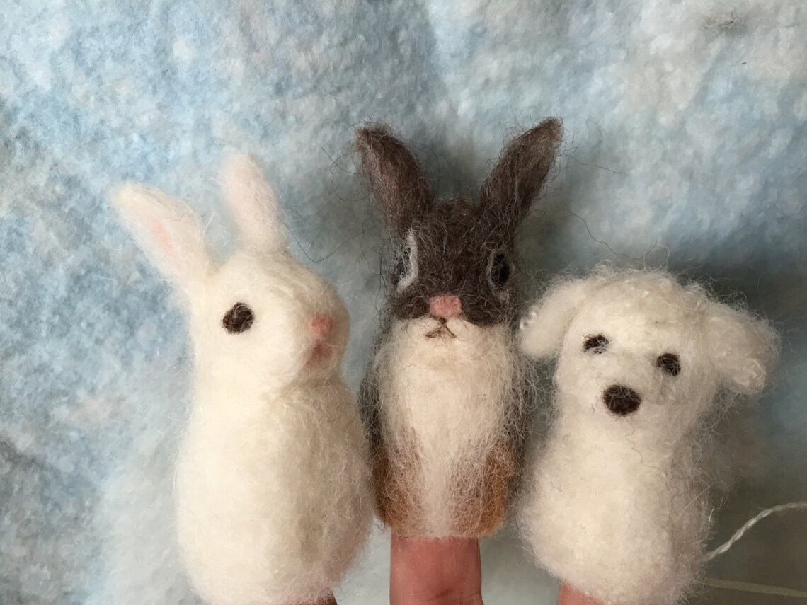 Needle Felted Finger Puppet Bunny Rabbit Waldorf - Etsy