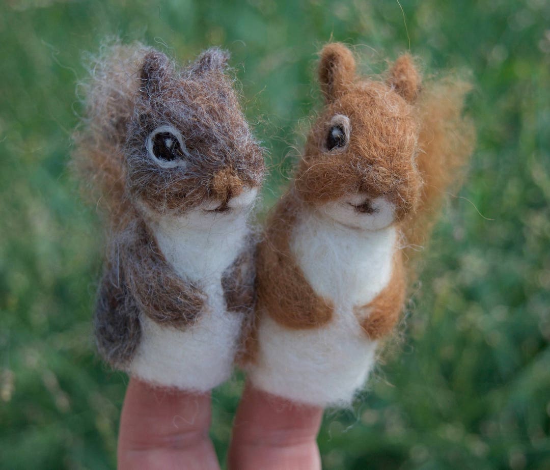 Needle Felted Finger Puppet, Squirrel, Storytelling - Etsy