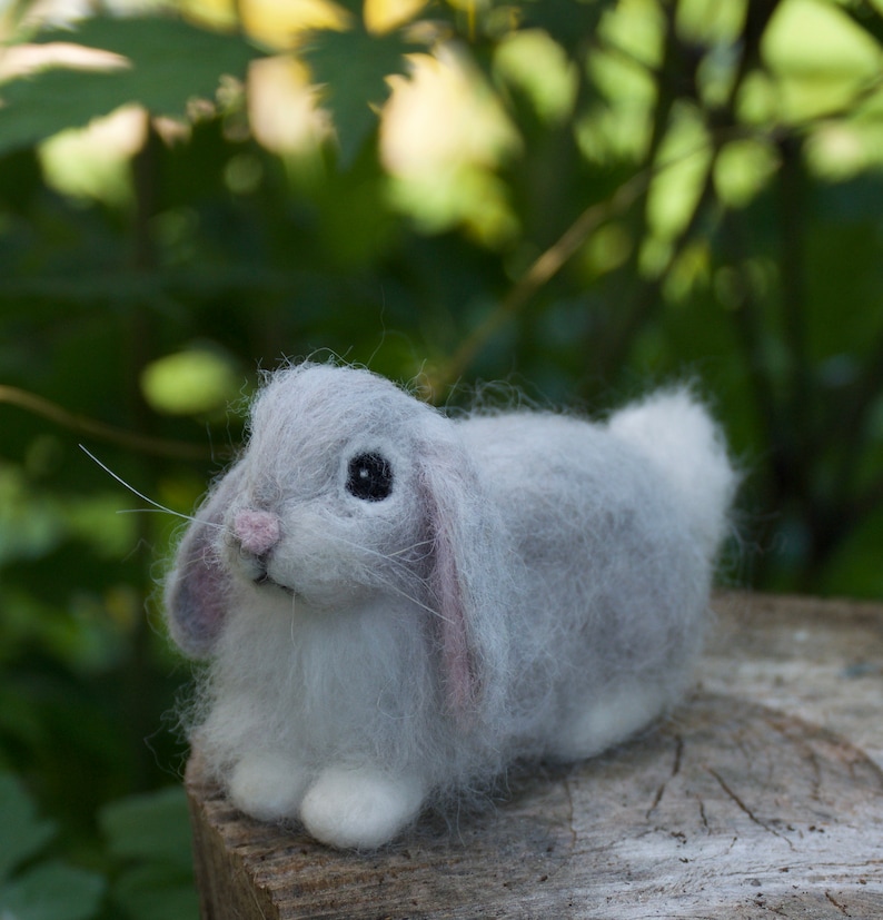 Needle Felted Lop Eared Baby Bunny Rabbit Grey Angora Luxury | Etsy UK