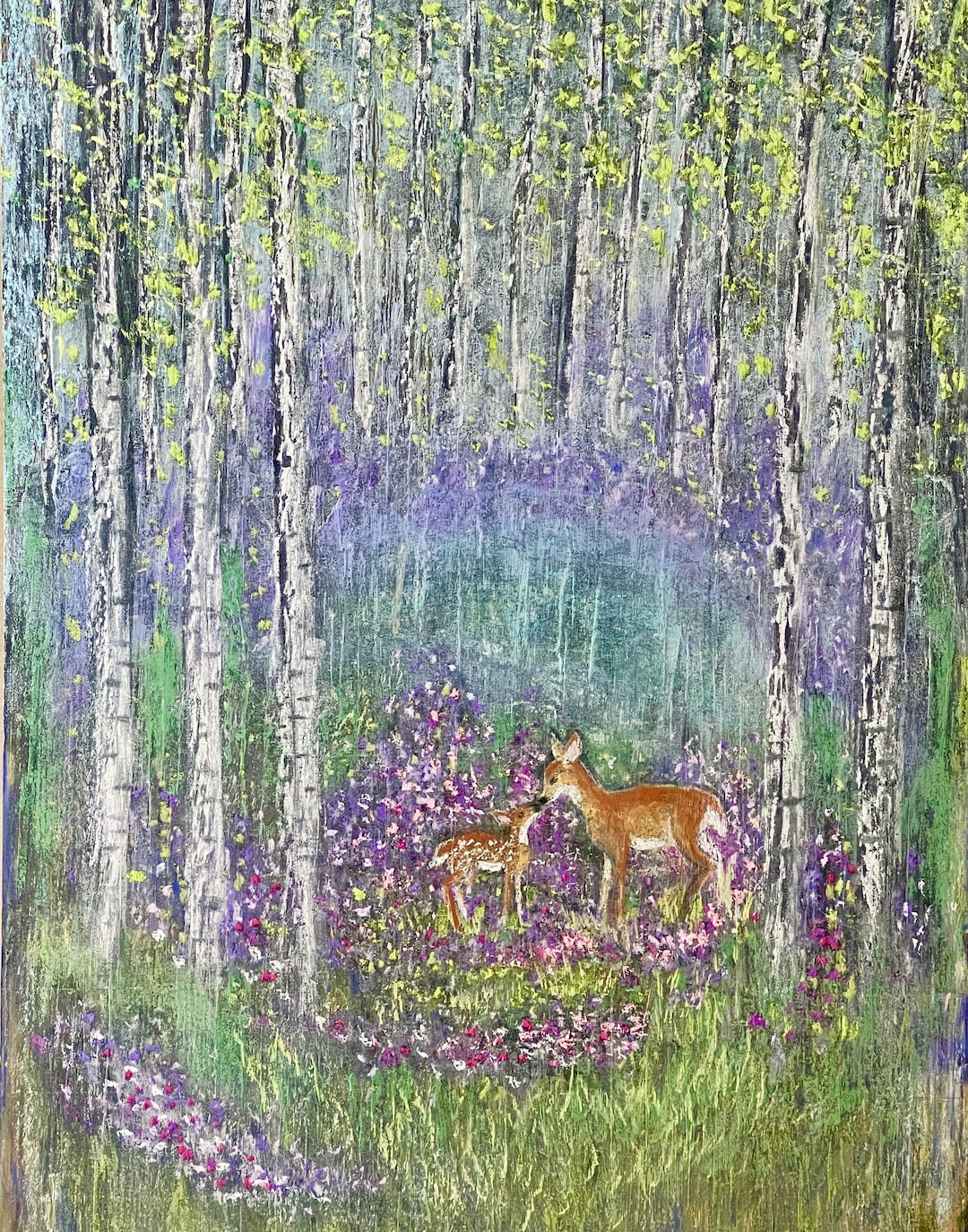 Spring Chalkboard Art, Deer in Magical Forest Blackboard Drawing 11 by ...