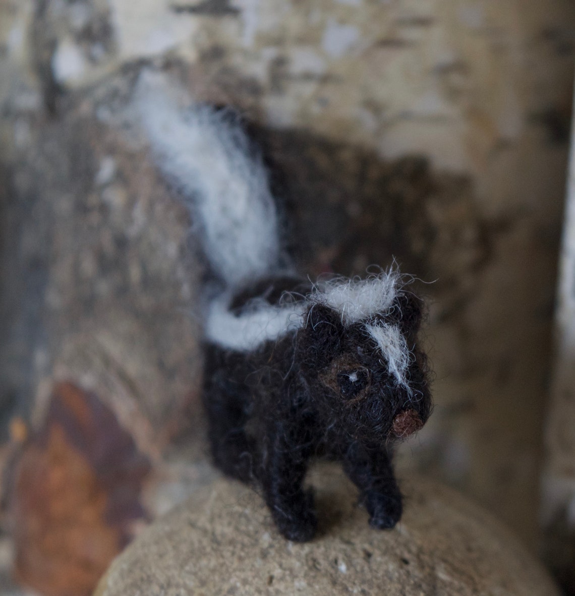 Felted Tiny Skunk Poseable Baby Skunk Miniature Needle Felt - Etsy