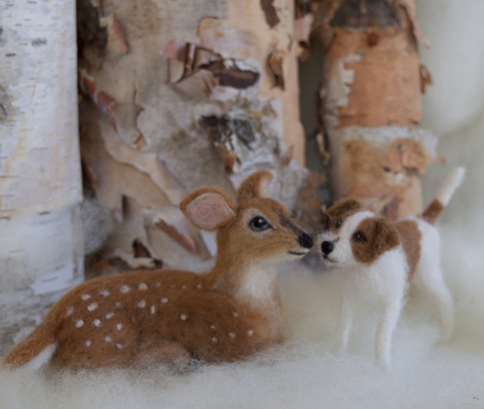 Needle Felted Deer Fawn, Curled Up, Laying Down, Soft Alpaca and Wool ...