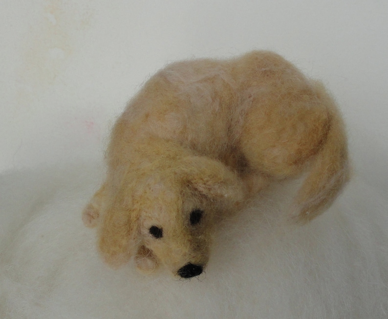 Needle Felted Golden Labrador Retriever Puppy Dog Curled Up - Etsy