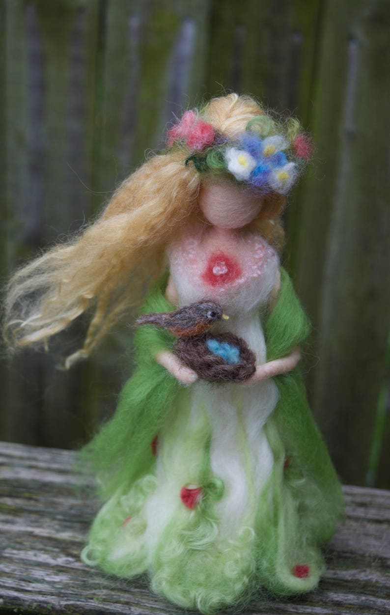 Spring Goddess Needle felted with Robin nest and eggs | Etsy