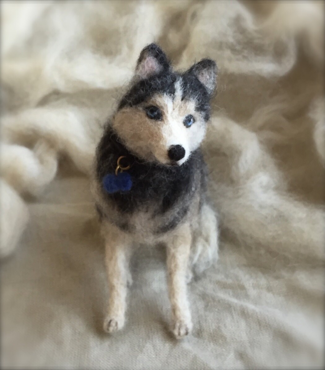 Needle Felted Dog, Wool Pet Portrait, Siberian Husky - Etsy