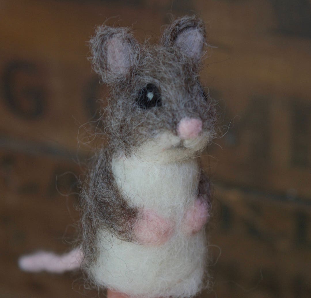 Needle Felt Finger Puppet, Grey Mouse, Storytelling Prop - Etsy